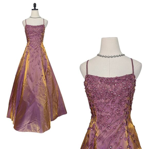 Cache | Dresses | Vintage Cache Prom Dress Maxi Gown 6 Pink Gold Corset ...